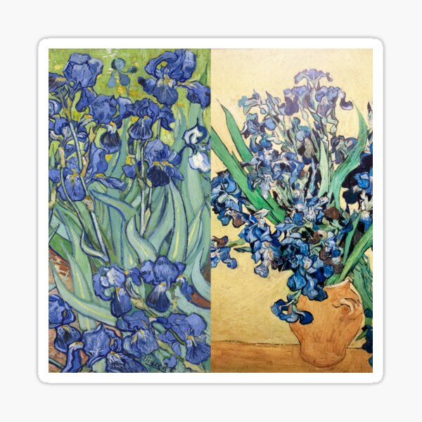 Pegatina «Iris azules de Vincent Van Gogh empalmados a la moda» de ...