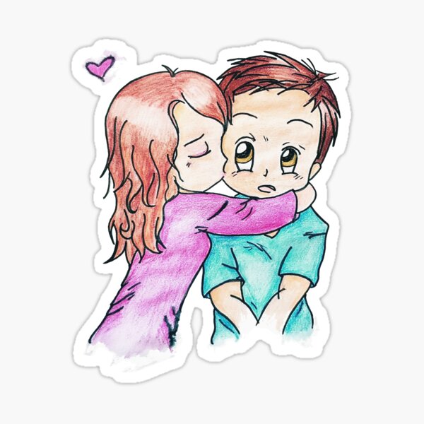 "First Kiss" Sticker by ClumsyDrawings | Redbubble