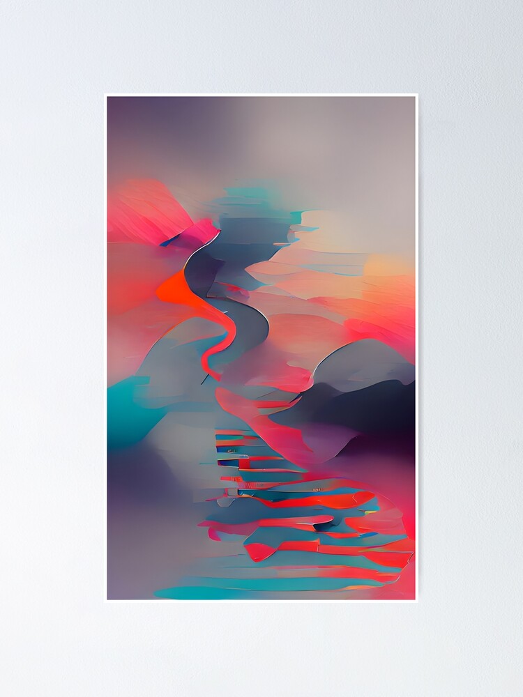"Cartoon metaphysical mountains" Poster for Sale by Monlin | Redbubble