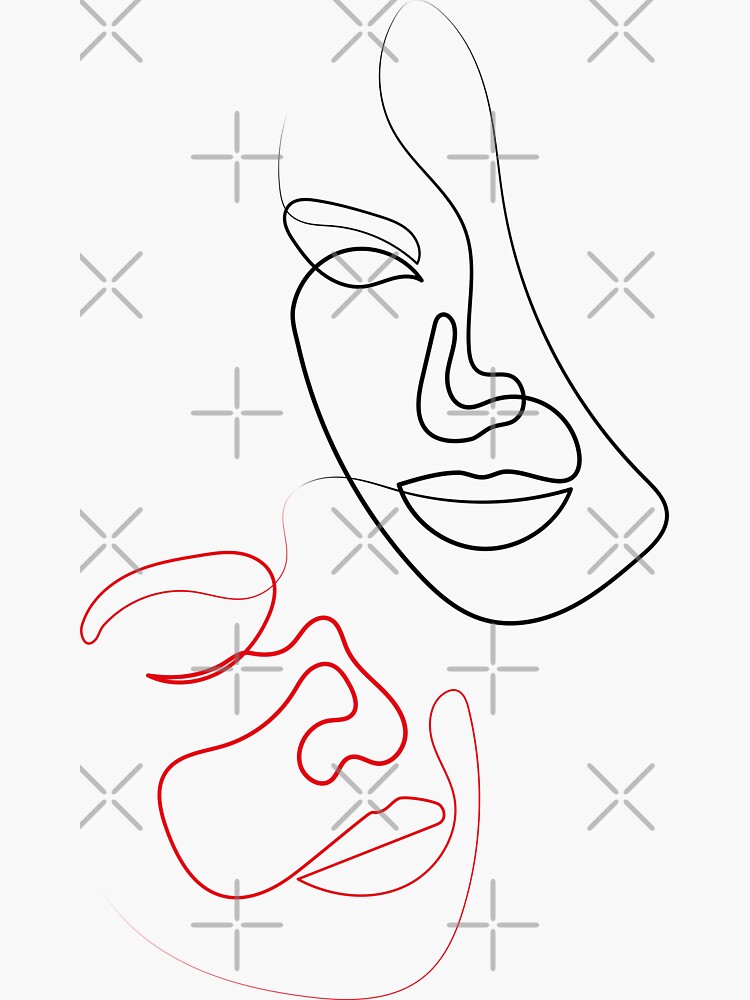 "Awake not Awake | One Line Drawing | One Line Art" Sticker by One-Line ...