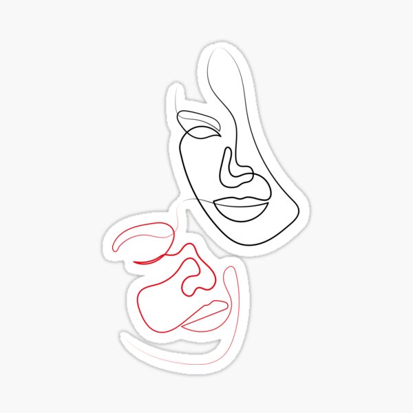 "Awake not Awake | One Line Drawing | One Line Art" Sticker by One-Line ...