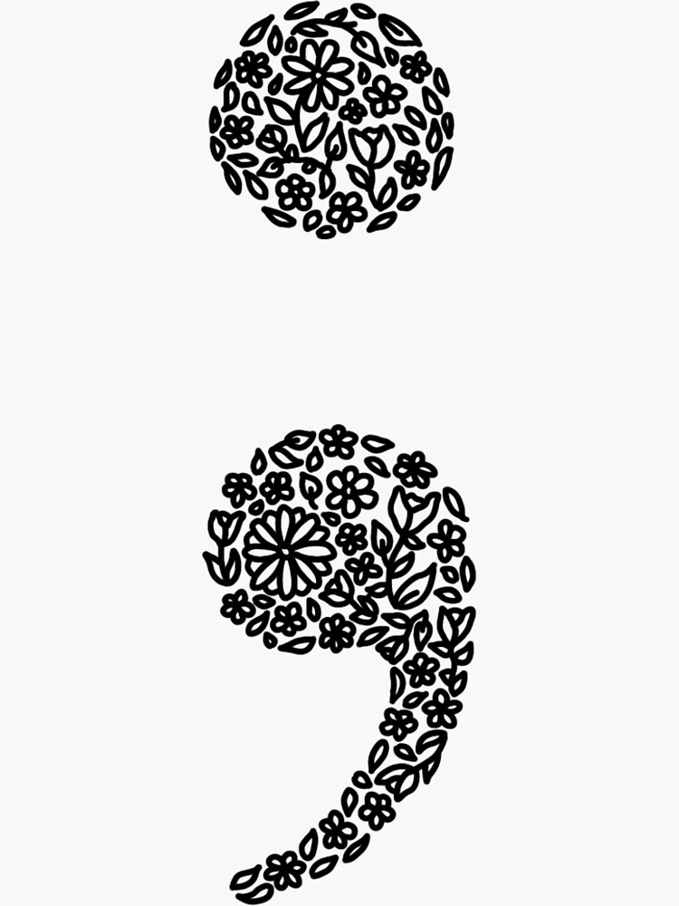 "Floral semicolon drawing " Sticker for Sale by Holly-berry-art | Redbubble