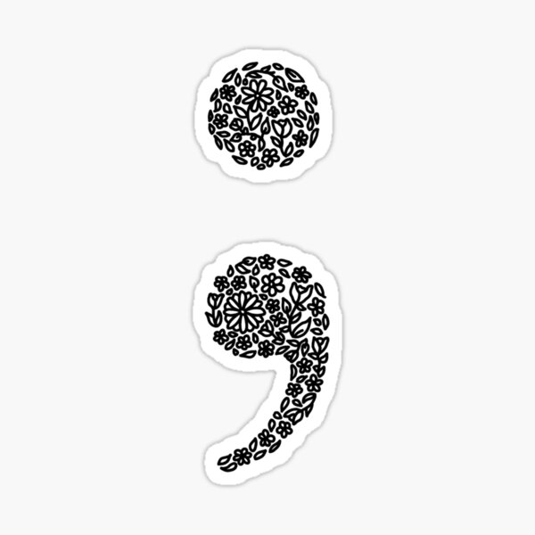 "Floral semicolon drawing " Sticker for Sale by Holly-berry-art | Redbubble