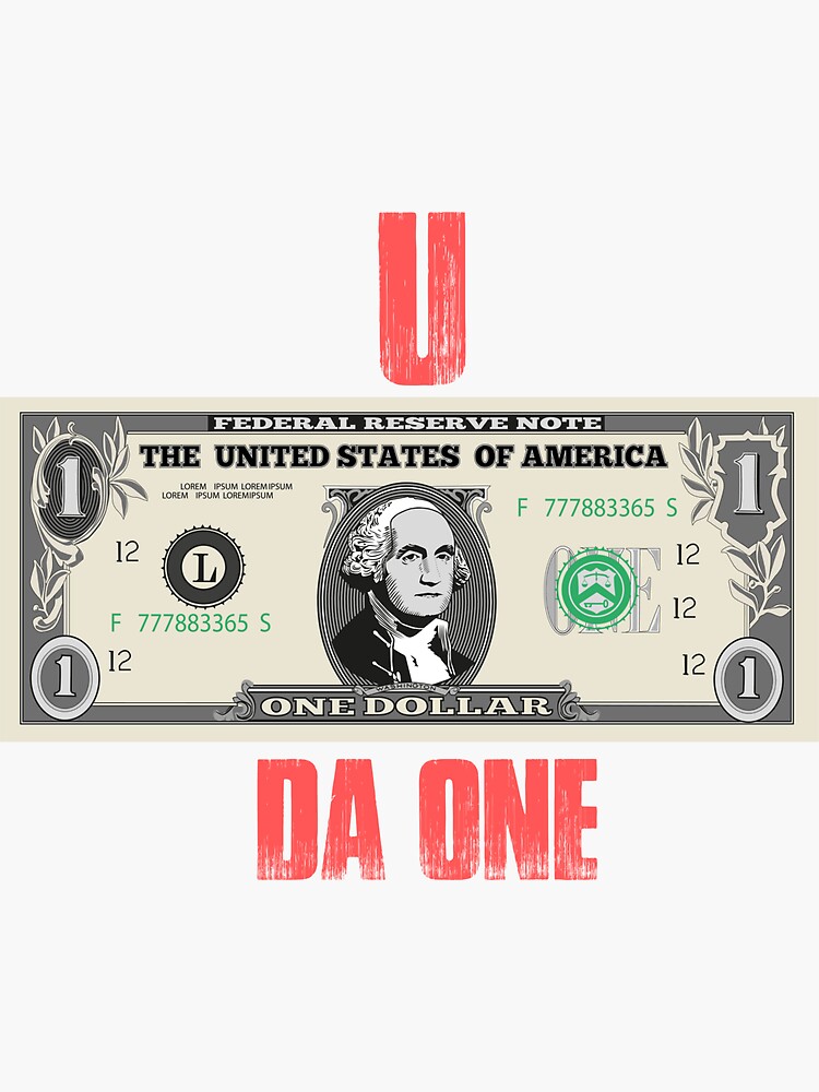 Pegatina «U da one negrita Tipografía con ilustración de dólar» de ...