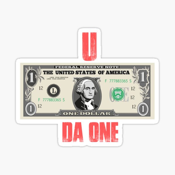 Pegatina «U da one negrita Tipografía con ilustración de dólar» de ...
