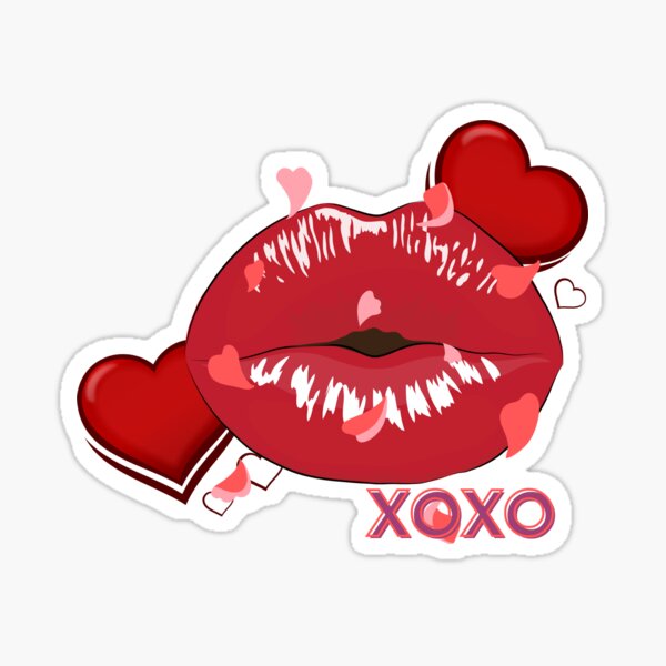 "Xoxo red kiss" Sticker by RERM | Redbubble
