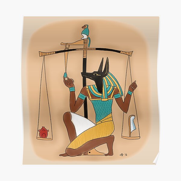 "Anubis weighing the heart" Poster by Leenasart | Redbubble