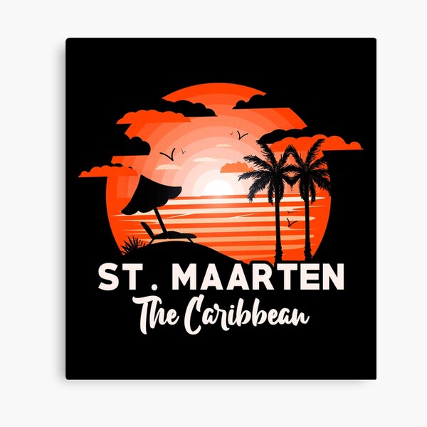 "St Maarten The Caribbean, Retro Caribbean Islands Vintage" Canvas ...