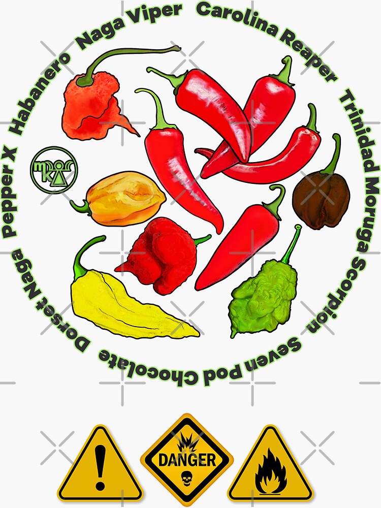 "Hot and spicy Peppers" Sticker for Sale by miskaralise | Redbubble