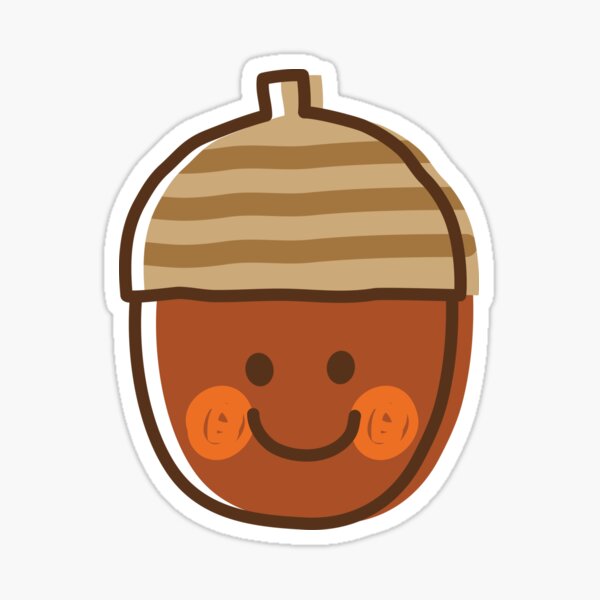 "Acorn Nut Emoji Cute Face Pink Blush" Sticker by JapaneseInkArt ...