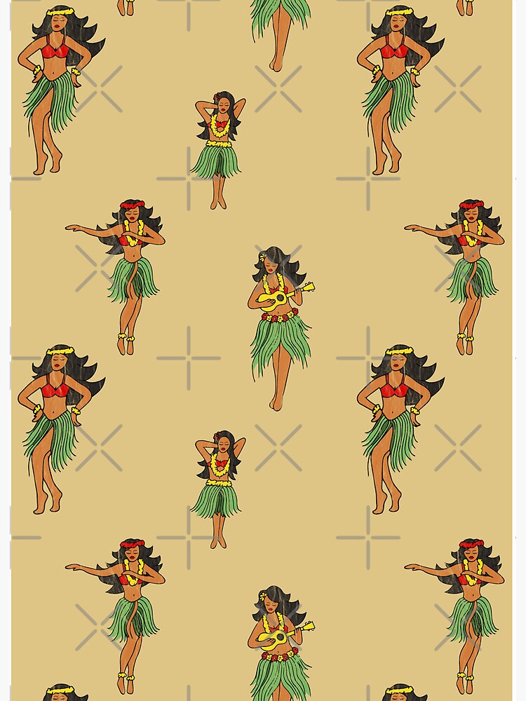 "Hawaiian Hula Dancing Girls Pattern" Art Board Print for Sale by ...