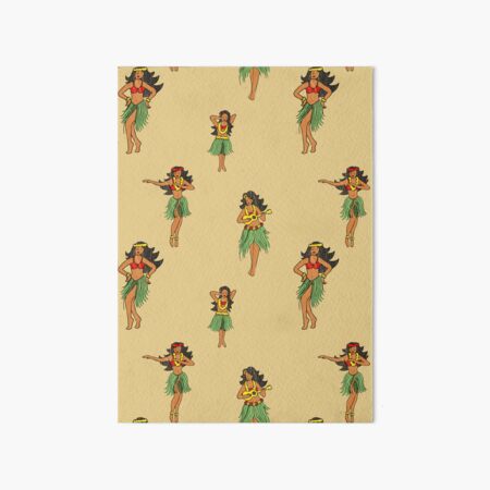 "Hawaiian Hula Dancing Girls Pattern" Art Board Print for Sale by ...
