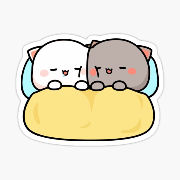 "Cat peach and goma | Sleeping" Sticker for Sale by Mochi-Animals ...