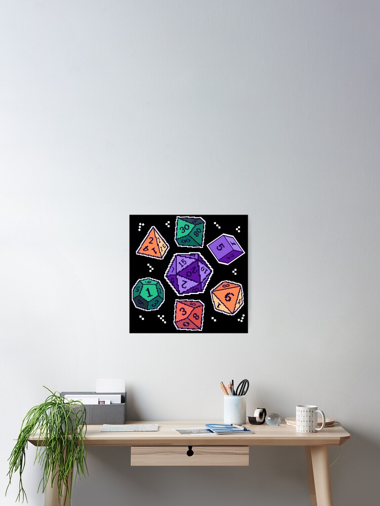 "D&D Pixel Art Polyhedral Dice Set Pattern" Poster for Sale by ...