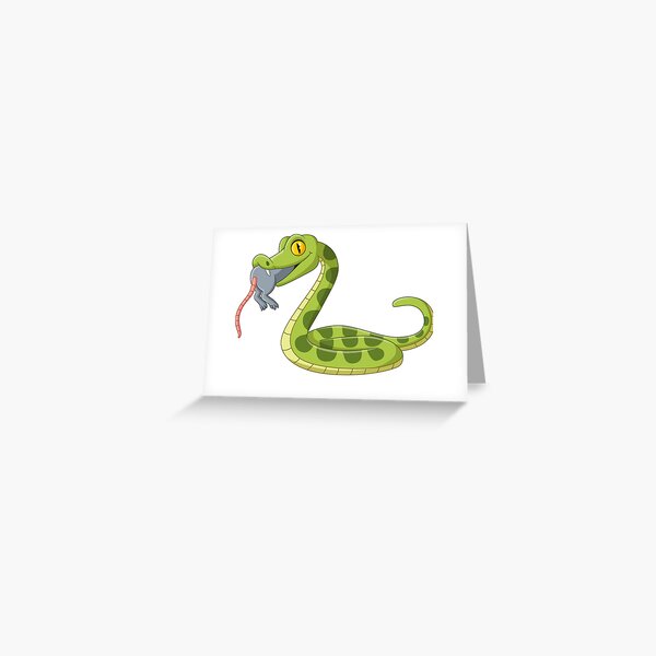 "Cute Cartoon Snake Eating Rat" Greeting Card by Silv3r89 | Redbubble