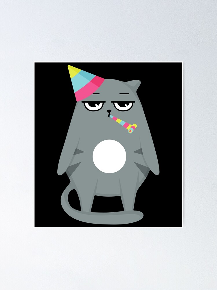Póster «Grumpy Cat Celebrate, gato de cumpleaños, gatos grises de ...