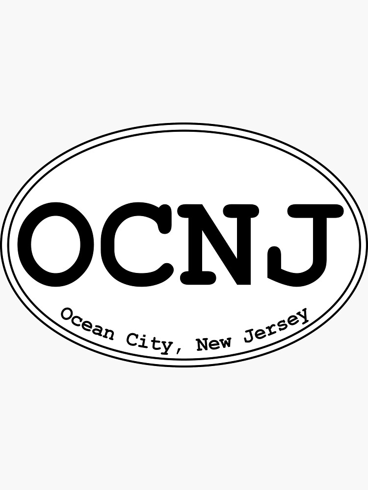 "OCNJ - Ocean City NJ Oval Design" Sticker for Sale by dodgemdesigns ...