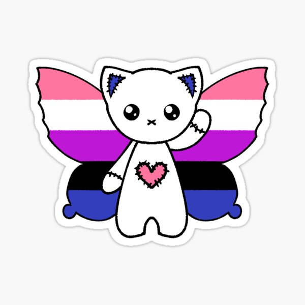 "Genderfluid Pride Butterfly Cat" Sticker by vanillagutz | Redbubble