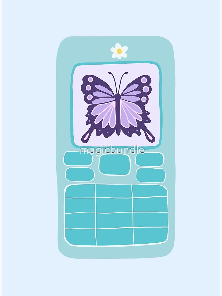 "Y2K Butterfly Phone - 2000s Blue Cellphone" Poster for Sale by ...