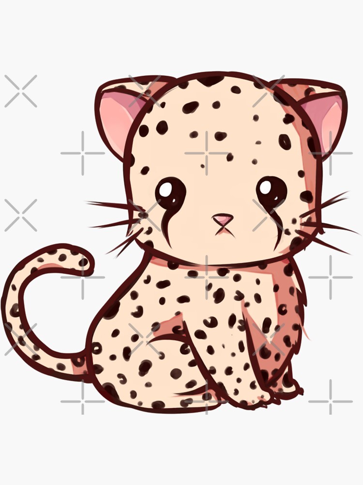 "Cute Cheetah" Sticker by kittiescuties | Redbubble