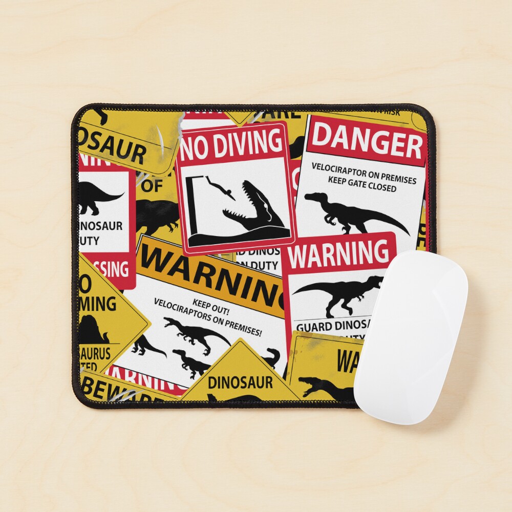 "Dinosaur Caution Signs" Sticker for Sale by thekohakudragon | Redbubble