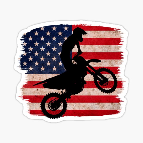 "American Flag Dirt Biker, Dirt Bike, Motocross" Sticker by ...