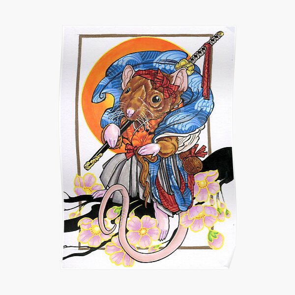 "Cute • Samurai Rat • Mouse" Poster for Sale by aaronkidgellart | Redbubble