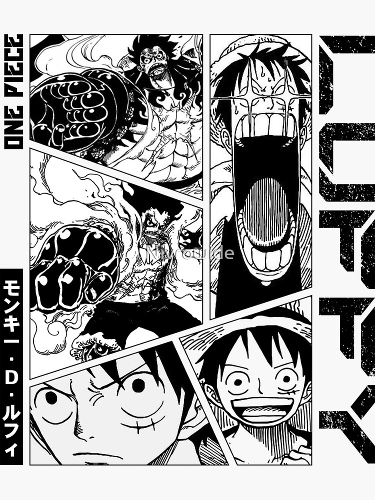 "Luffy Manga Panel - Black and white version" Sticker by Nivrowide ...