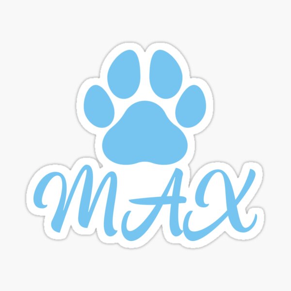 "Blue Dog Name Max " Sticker for Sale by Foofighter01 | Redbubble