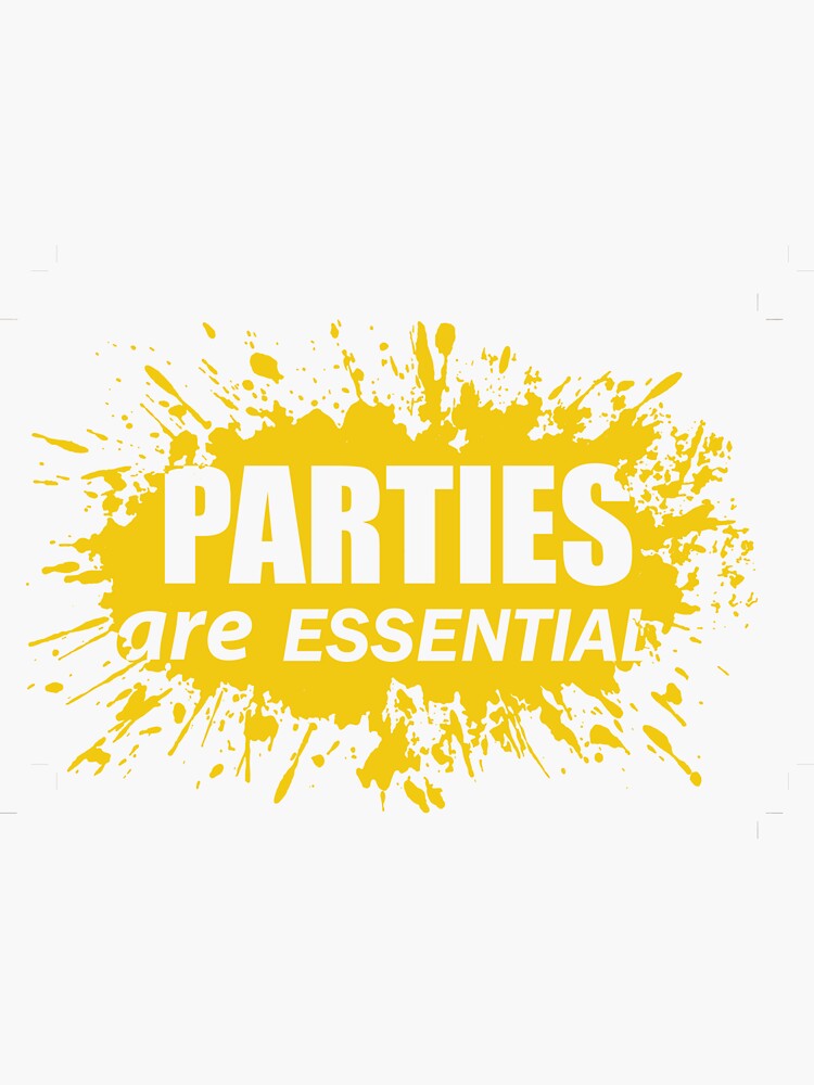 "Parties are essential - Yellow - parties" Sticker by peexna | Redbubble