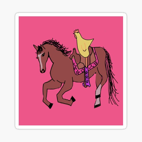 "Chicken riding a horse" Sticker by lexxiiimarie | Redbubble