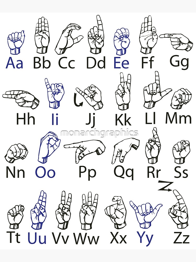 "ASL ABC's" Poster for Sale by monarchgraphics | Redbubble