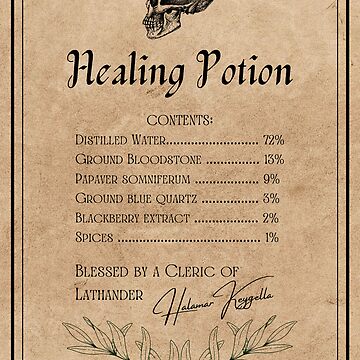 "D&D Vintage Healing Potion Label" Sticker for Sale by IsabellaPezza ...