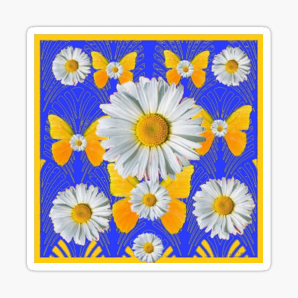 "DAISY FLOWERS BUTTERFLY BLUE ART " Sticker for Sale by sharlesart ...