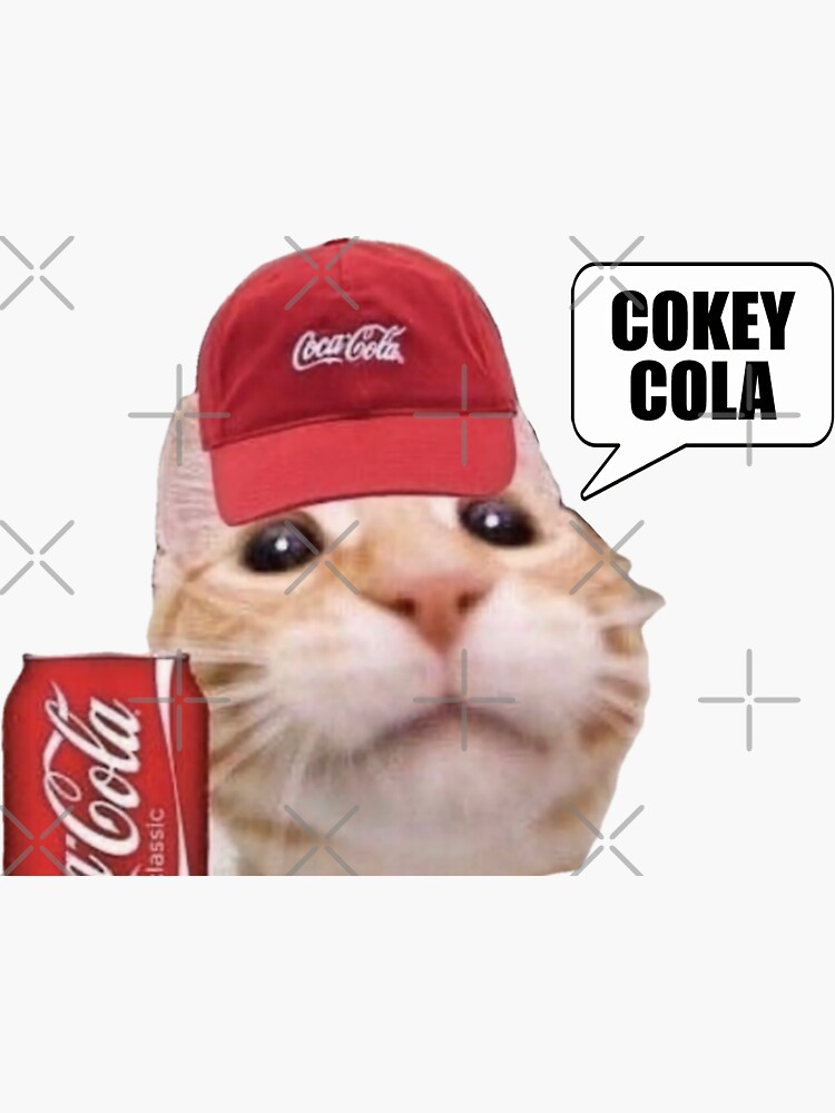 "Cokey Cola Cute Cat Meme Face ( Fanter )" Sticker by fomodesigns ...