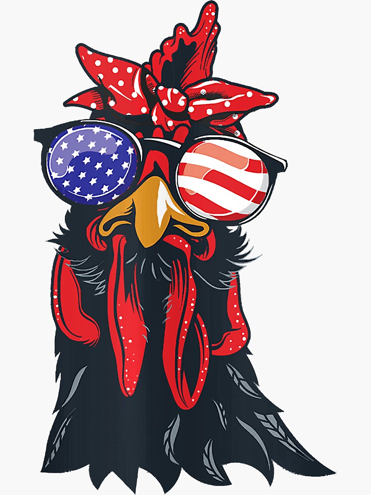 "Chicken 4th of July Shirt ChickenLover American USA Flag" Sticker by ...