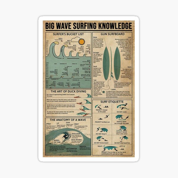 "Big Wave Surfing Knowledge" Sticker by rubrowny | Redbubble