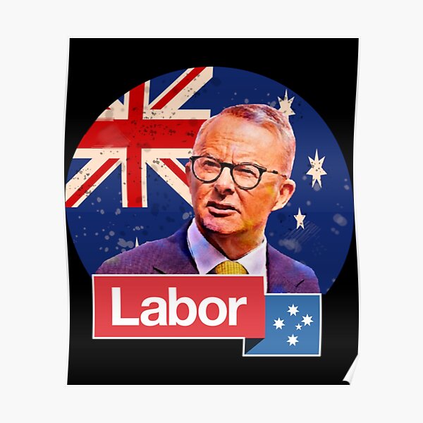 "Australian Labor Party Anthony Albanese Australian flag retro 2022 ...