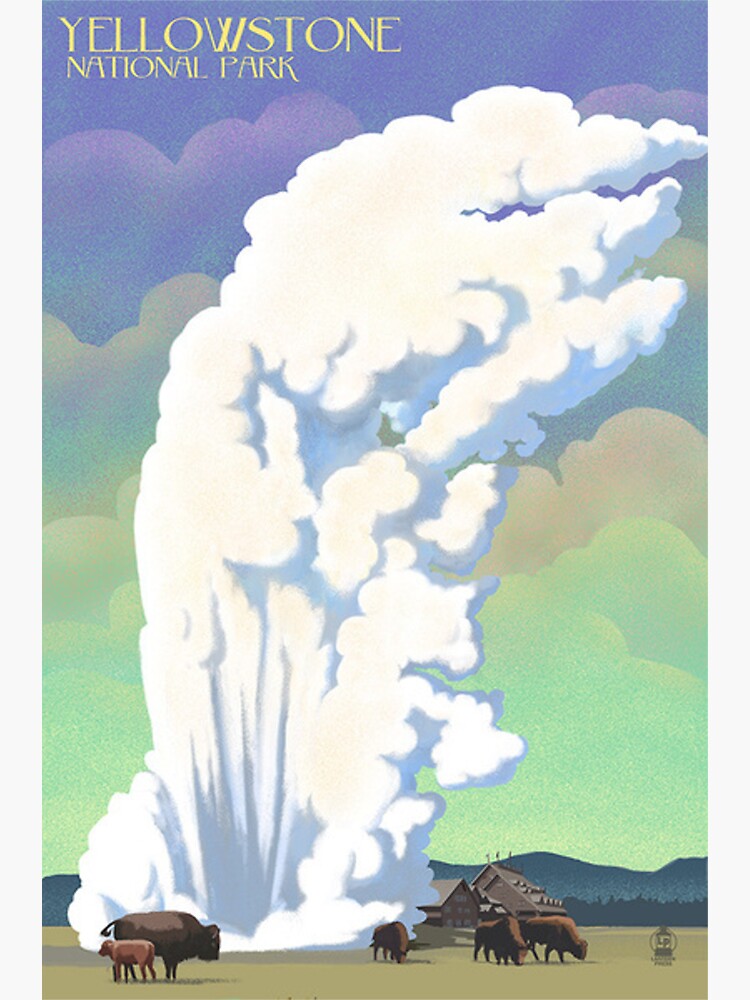 "Yellowstone National Park Vintage Decal - Old Faithful" Sticker for ...