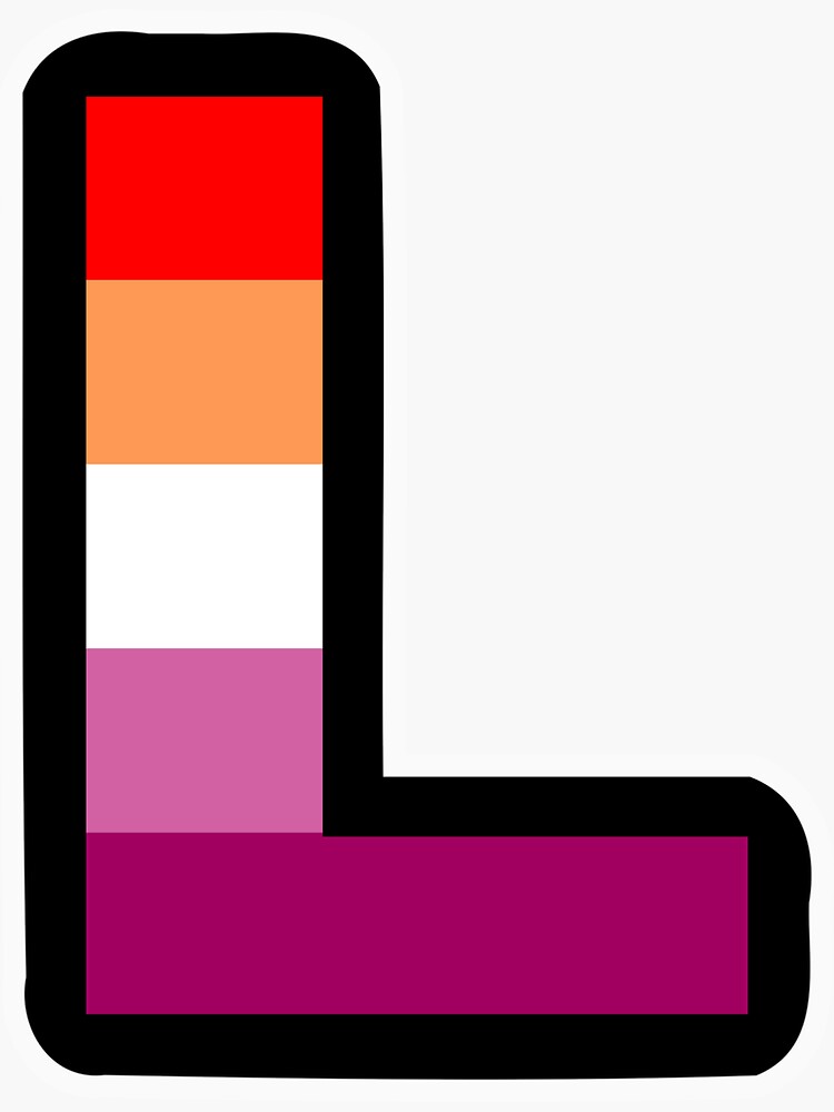 "Big Lesbian L in LGBTQIA Pride Flag Colors" Sticker for Sale by ...