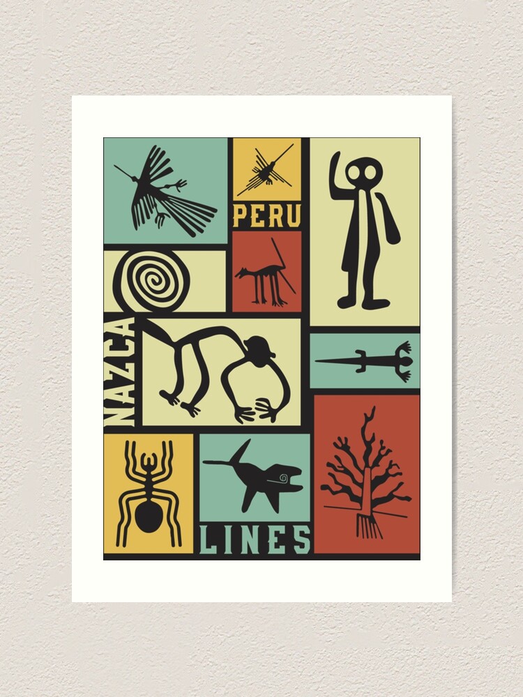 "Nazca Lines - Peruvian Geoglyphs - Retro Box Art - Condor, Monkey ...