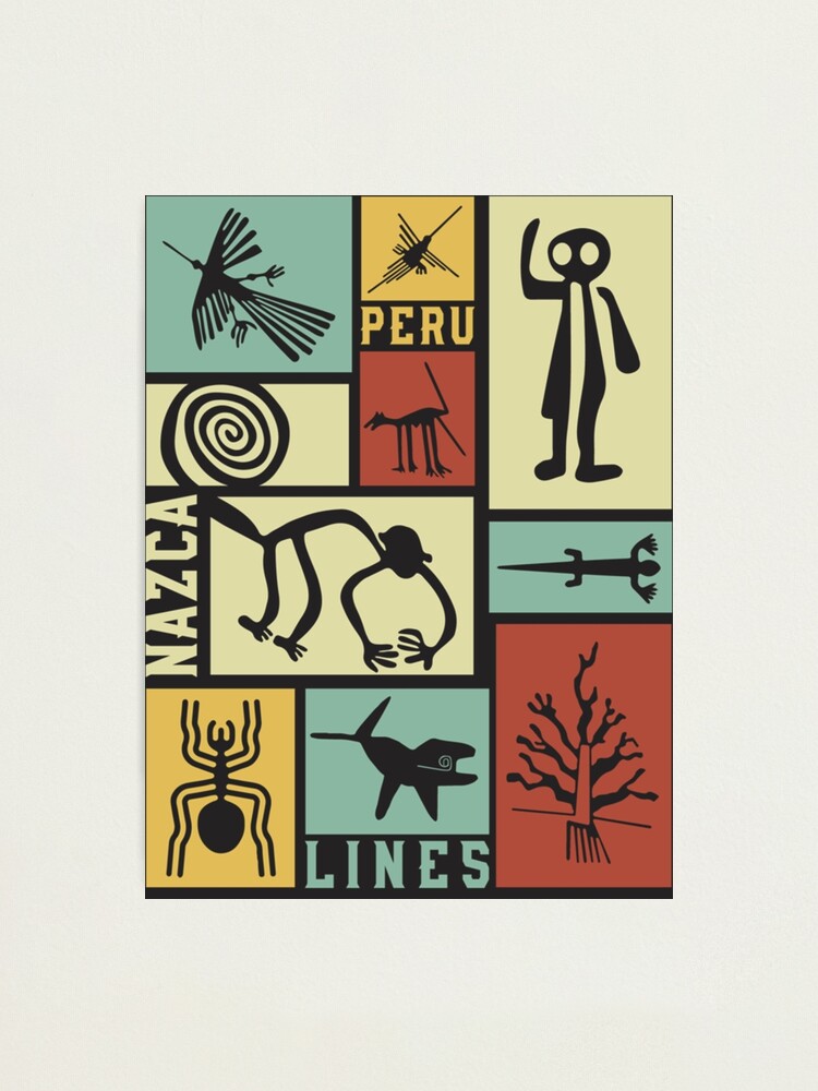 "Nazca Lines - Peruvian Geoglyphs - Retro Box Art - Condor, Monkey ...