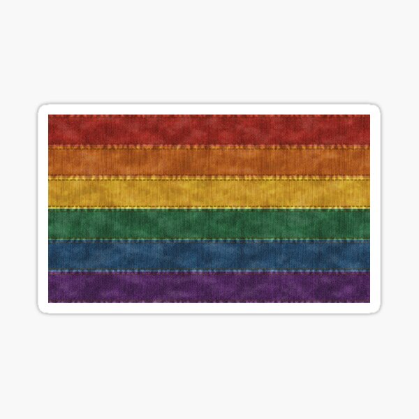 Denim Textured Seamless Lgbtq Pride Rainbow Flag Background Sticker