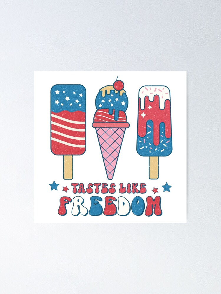 "Retro Blue and Red Tastes Like Freedom, Popsicle Memorial Day, 4th of ...