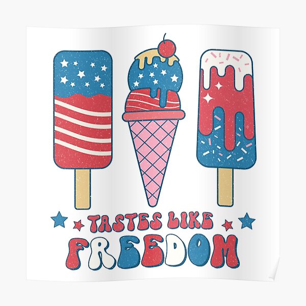 "Retro Blue and Red Tastes Like Freedom, Popsicle Memorial Day, 4th of ...