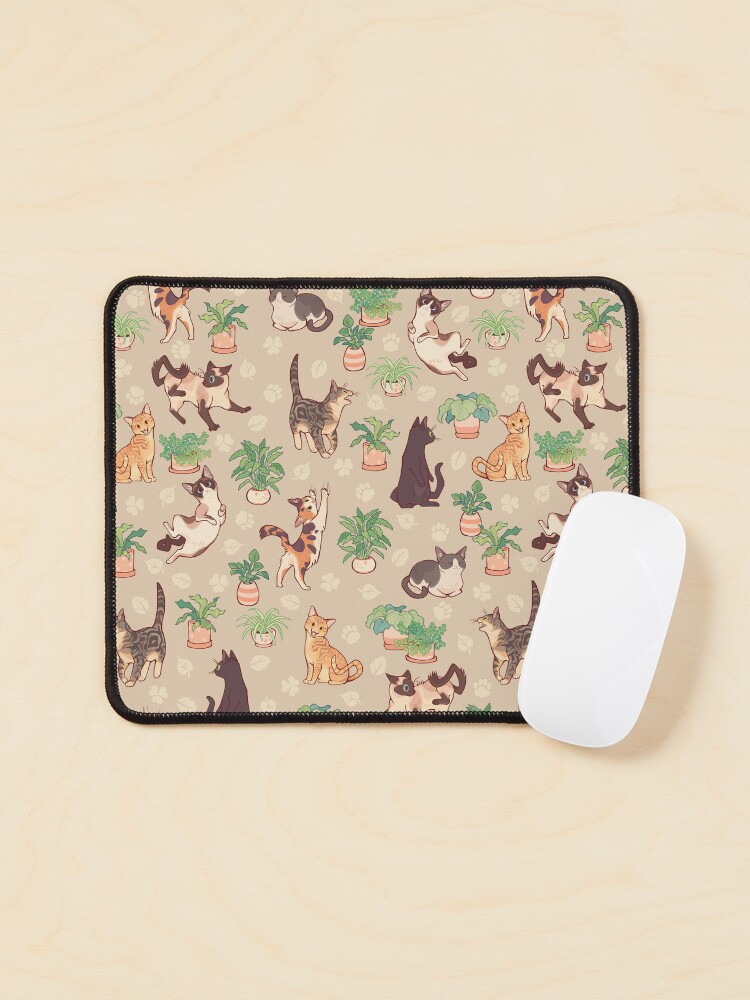 "Cozy michis in beige " Mouse Pad for Sale by Colordrilos | Redbubble