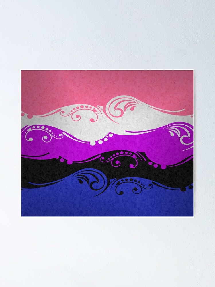 Fancy Swooped And Swirled Gender Fluid Pride Flag Background Poster