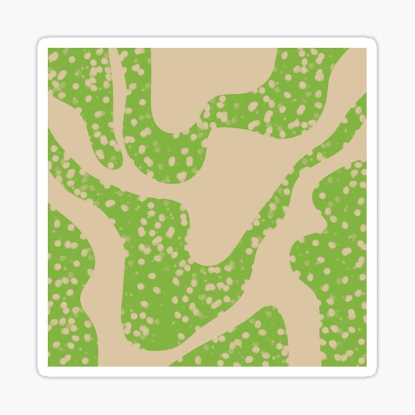 "Contemporary wavy lines art in green and beige" Sticker by MittAtelier ...