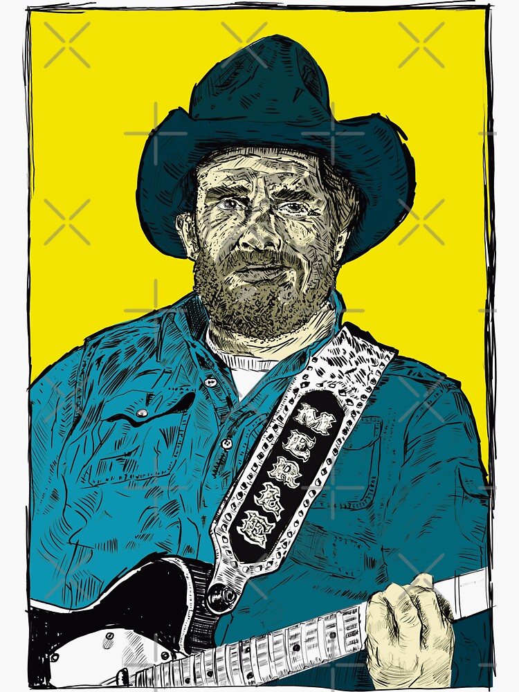 "Merle "The Hag" Haggard, Hand drawn t-shirt" Sticker for Sale by ...