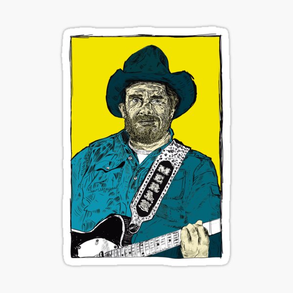 "Merle "The Hag" Haggard, Hand drawn t-shirt" Sticker for Sale by ...